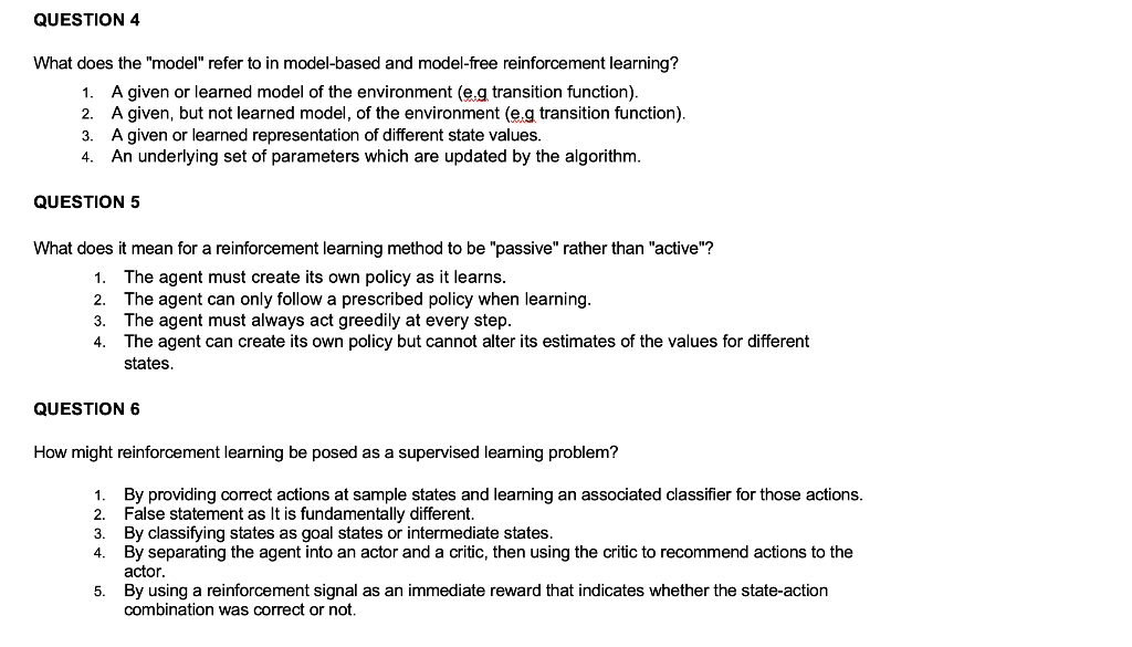 Solved QUESTION 4 What does the "model" refer to in | Chegg.com