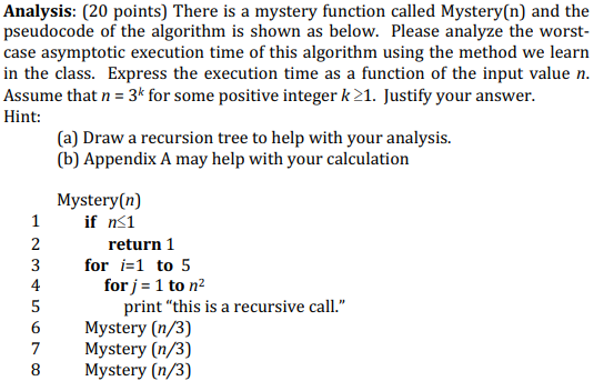 (Solved) : Analysis 20 Points Mystery Function Called Mystery N ... (Solved) : Analysis 20 Points Mystery Function Called Mystery N ...