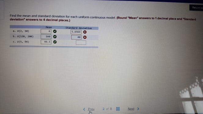 Solved Return to Find the mean and standard deviation for | Chegg.com