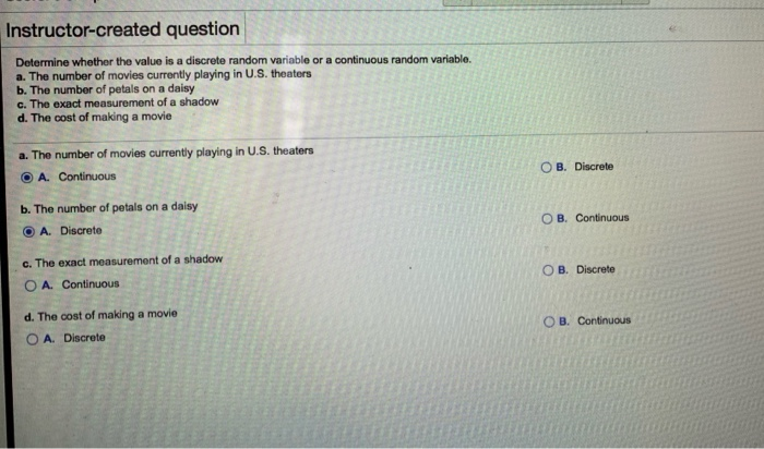 Solved Instructor-created question Determine whether the | Chegg.com