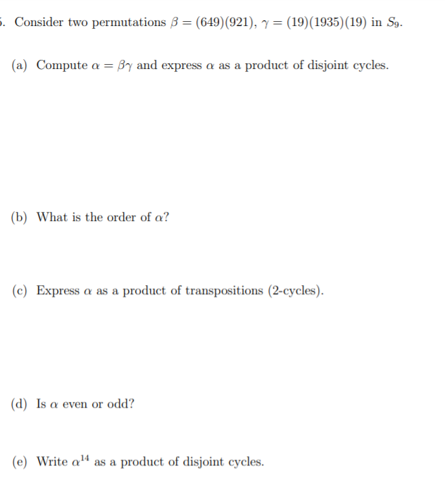 Solved (f) How many generators does the subgroup hα 14i have | Chegg.com