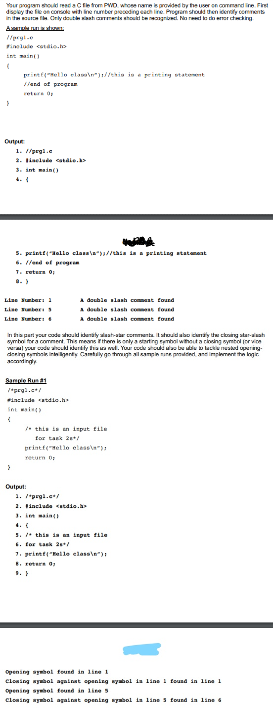 Solved Your program should read a C file from PWD, whose | Chegg.com