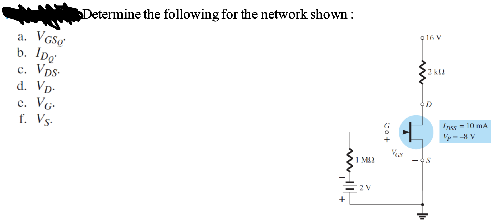 Solved Determine the following for the network shown: a. | Chegg.com