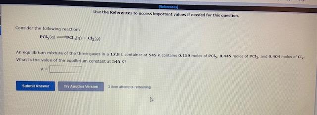 Solved Consider the following reaction: PCl5(g) PCl3(g) + | Chegg.com