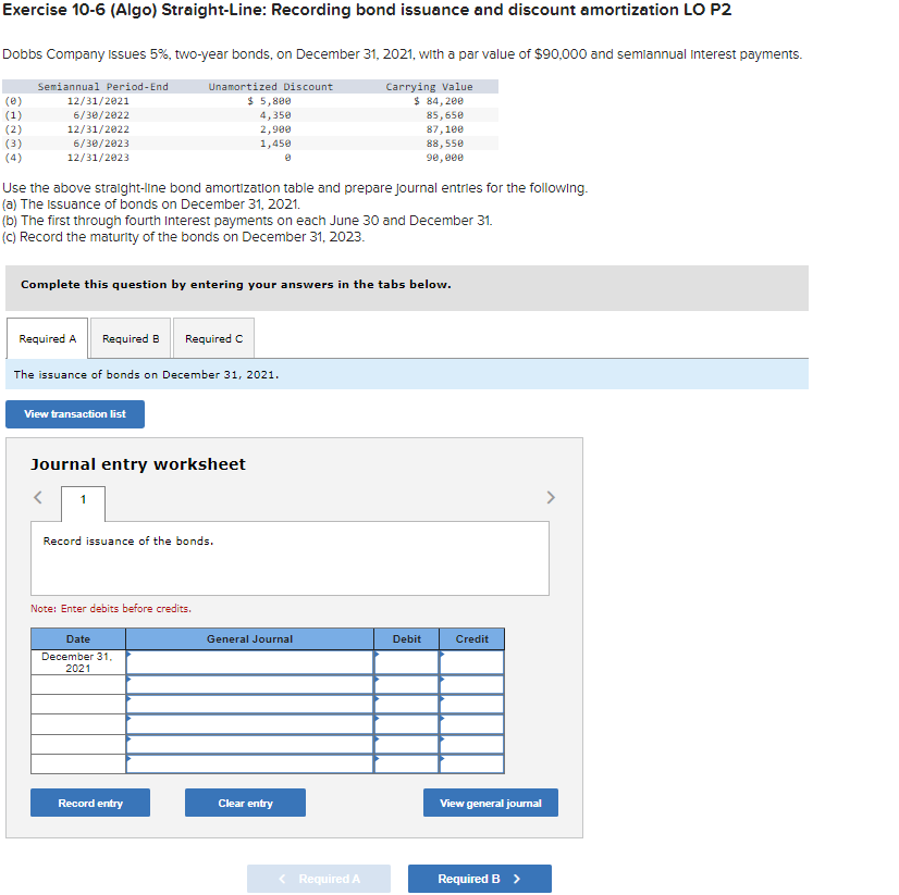 Solved Exercise 10-6 (Algo) Straight-Line: Recording bond | Chegg.com