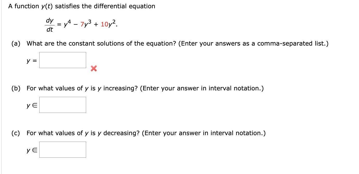 Solved A function y(t) satisfies the differential equation | Chegg.com