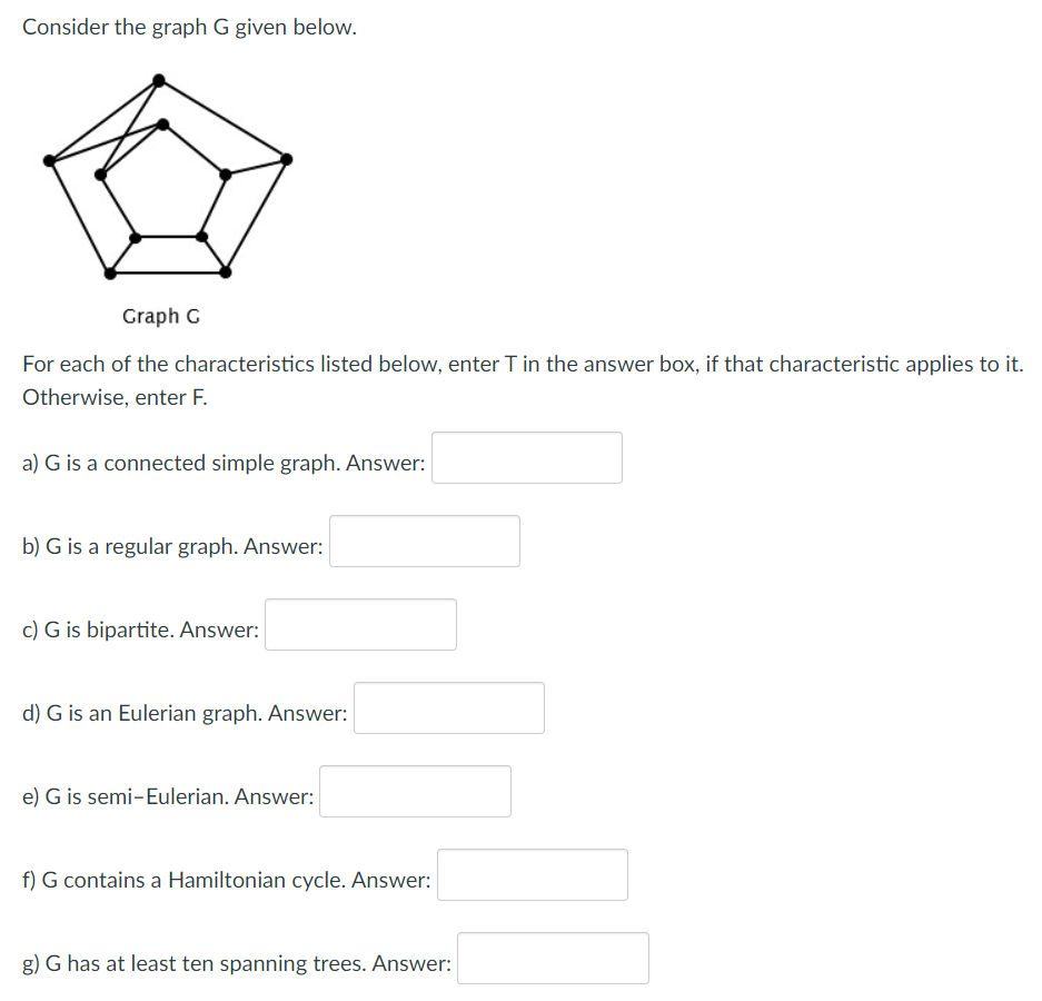 Solved Consider The Graph G Given Below Graph G For Each Of 4861