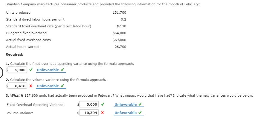 Solved Standish Company manufactures consumer products and | Chegg.com