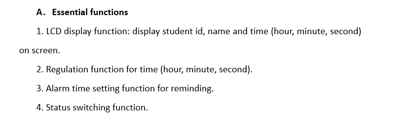 A. Essential functions 1. LCD display function: | Chegg.com