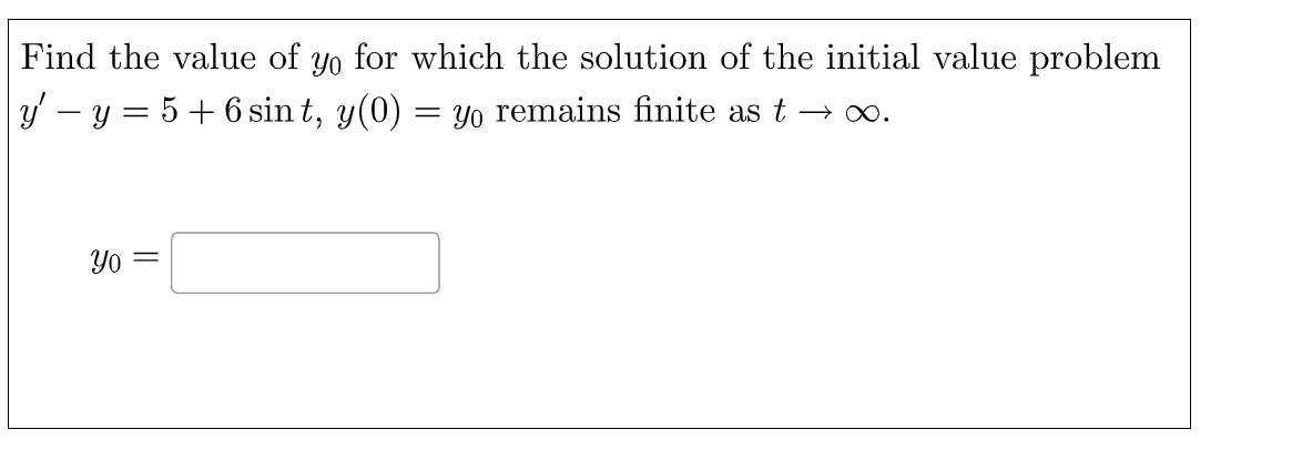 Solved Find the value of y0 for which the solution of the | Chegg.com