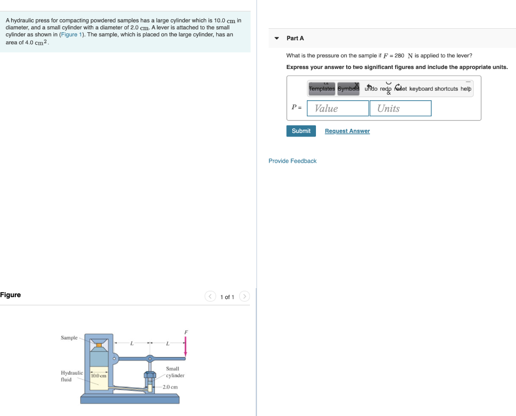 Solved A hydraulic press for compacting powdered samples has | Chegg.com