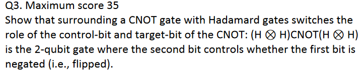 Solved Q3. Maximum score 35 Show that surrounding a CNOT | Chegg.com