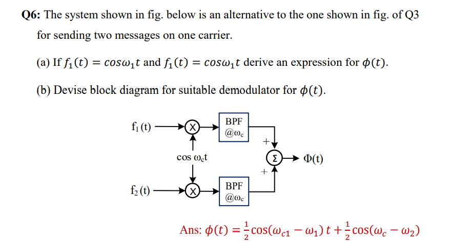 Solved Q6: The system shown in fig. below is an alternative | Chegg.com