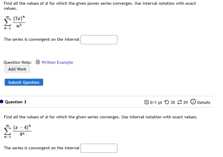 Solved Find all the values of x ﻿for which the given power | Chegg.com
