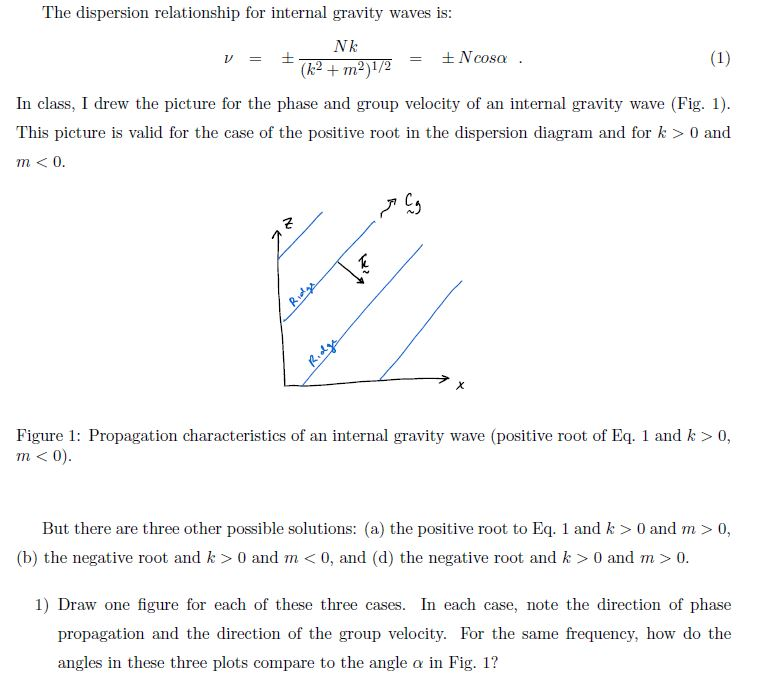 The dispersion relationship for internal gravity | Chegg.com