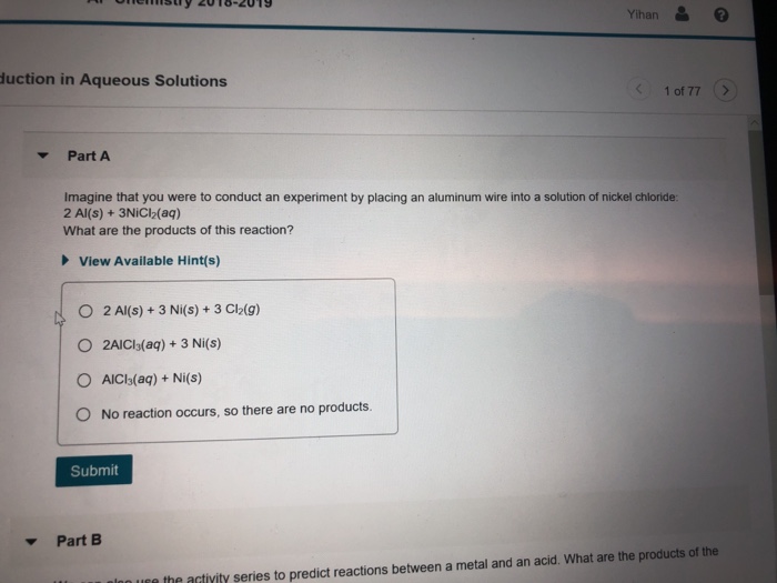 Solved Yihan luction in Aqueous Solutions 1 of 77 Part A | Chegg.com