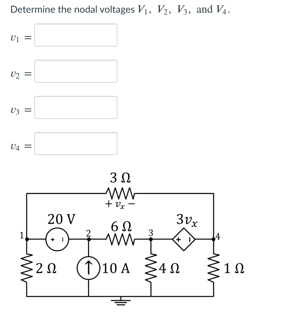 Solved Determine the nodal voltages V1, V2, V3, and V4. υι = | Chegg.com