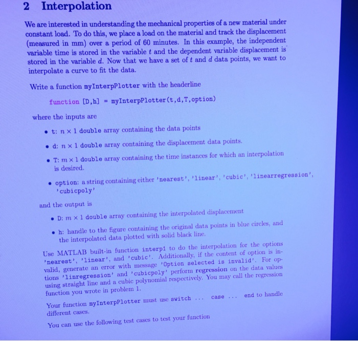 Solved 2 Interpolation We are interested in understanding | Chegg.com
