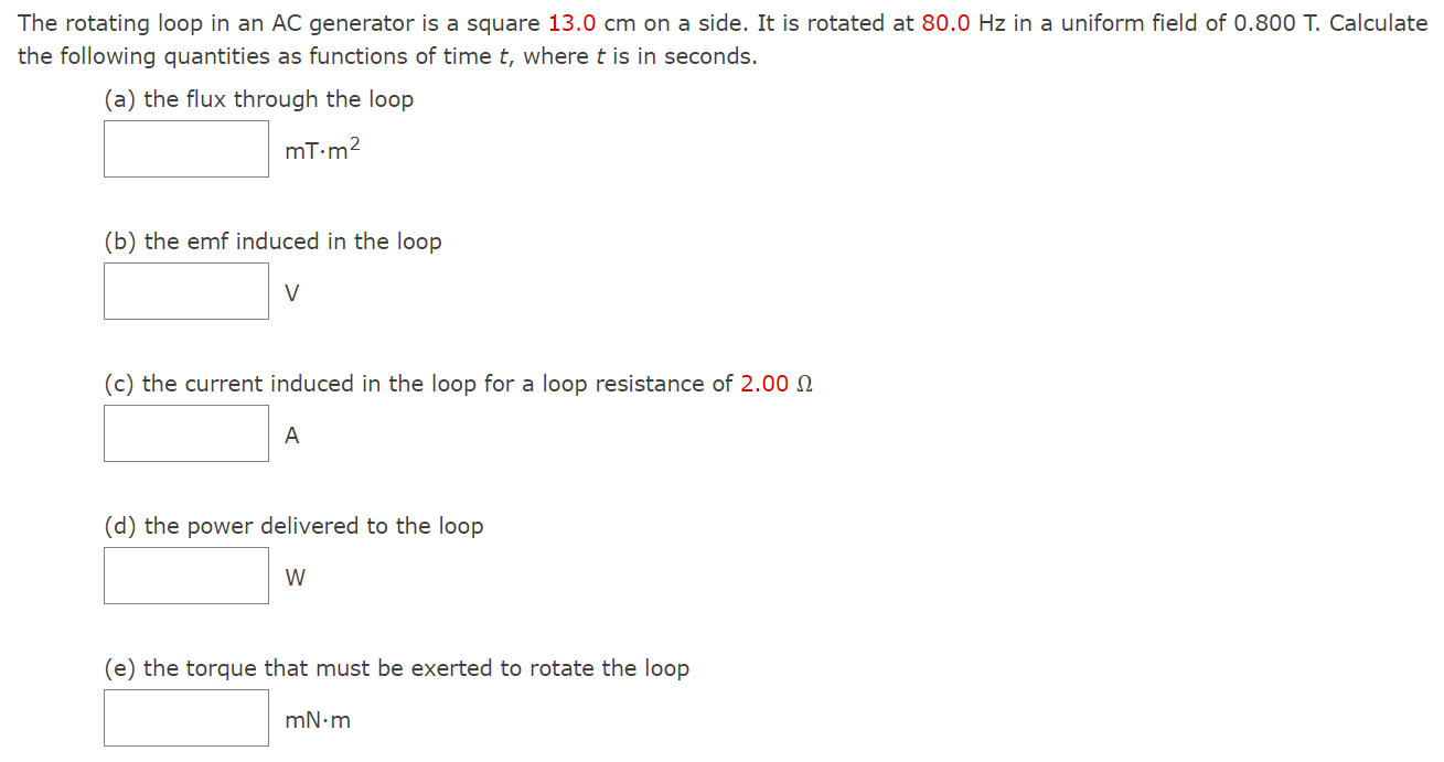 Solved The rotating loop in an AC generator is a square 13.0 | Chegg.com