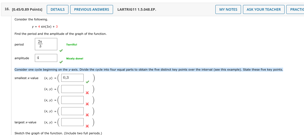 Solved Consider one cycle beginning on the y-axis. Divide | Chegg.com