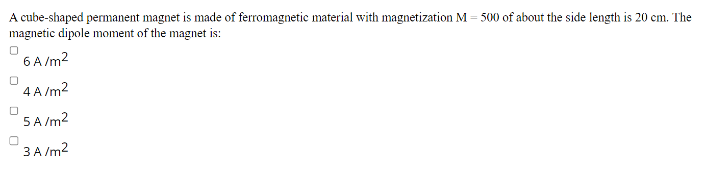 Solved A cube-shaped permanent magnet is made of | Chegg.com