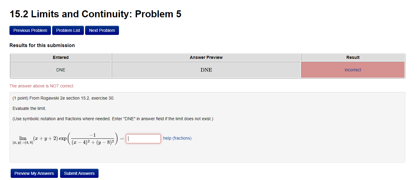 Solved 15.2 Limits and Continuity: Problem 5 Results for | Chegg.com