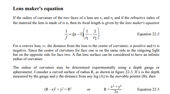Lens maker's equation: (measure x and y to find | Chegg.com