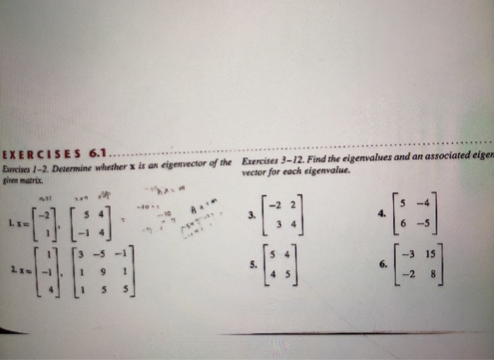 Solved Exencises 1-2. Determine whether x is an eigenvector | Chegg.com