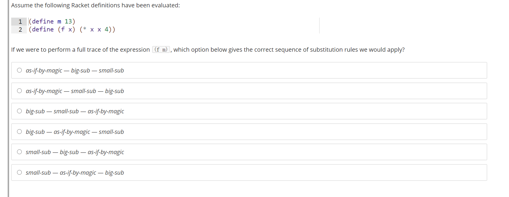 Solved Assume the following Racket definitions have been | Chegg.com