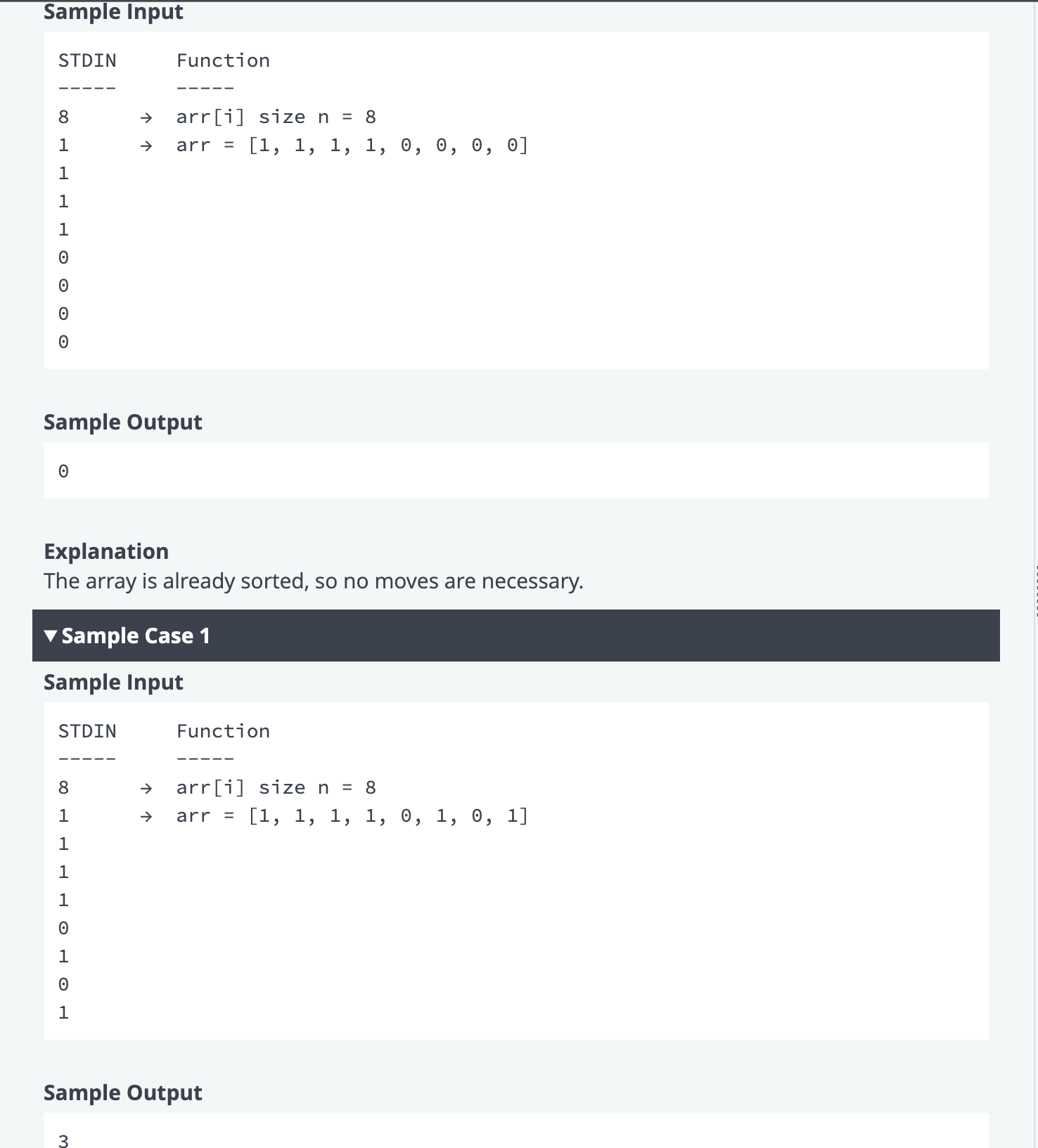 Solved Given an array of binary digits, 0 and 1, sort the | Chegg.com