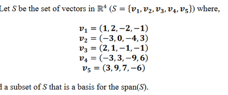 Solved Let S be the set of vectors in R4(S={v1,v2,v3,v4,v5}) | Chegg.com