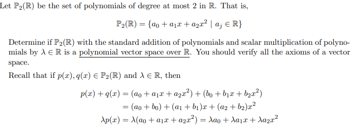 Solved Let P2(R) be the set of polynomials of degree at most | Chegg.com