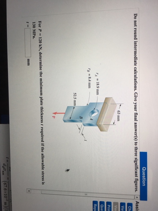 Solved For P= 120 kN, determine the minimum plate thickness | Chegg.com