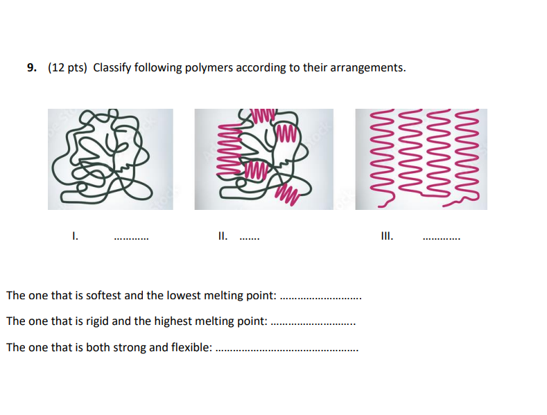 Solved 9. (12 pts) Classify following polymers according to | Chegg.com