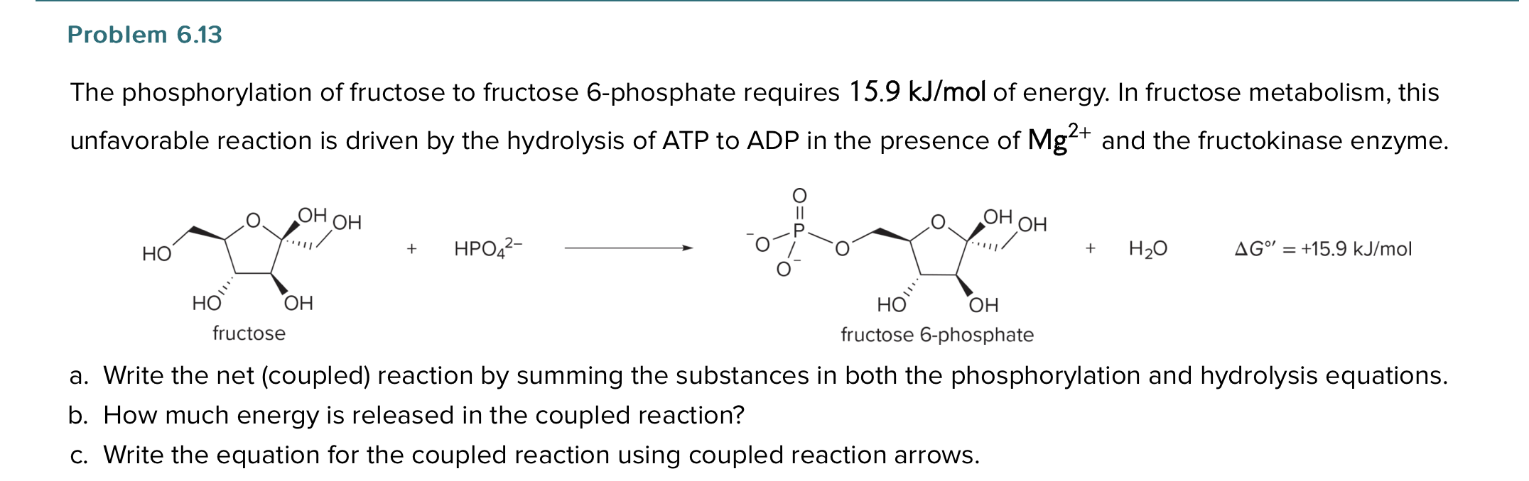 Solved Problem 6.13 The phosphorylation of fructose to | Chegg.com