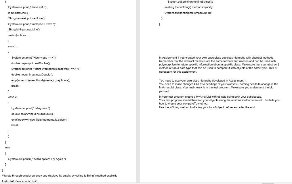 Solved Public abstract class Employee \{ finstance variable | Chegg.com