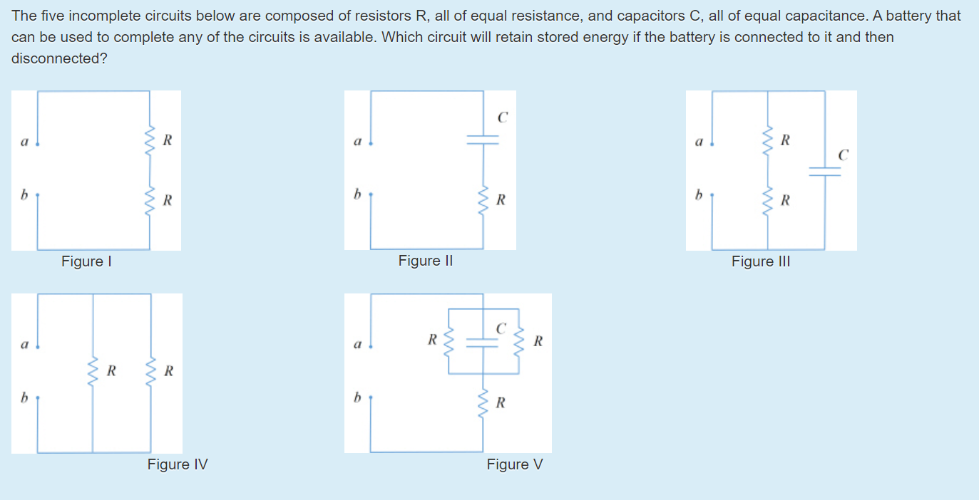 Solved The five incomplete circuits below are composed of | Chegg.com