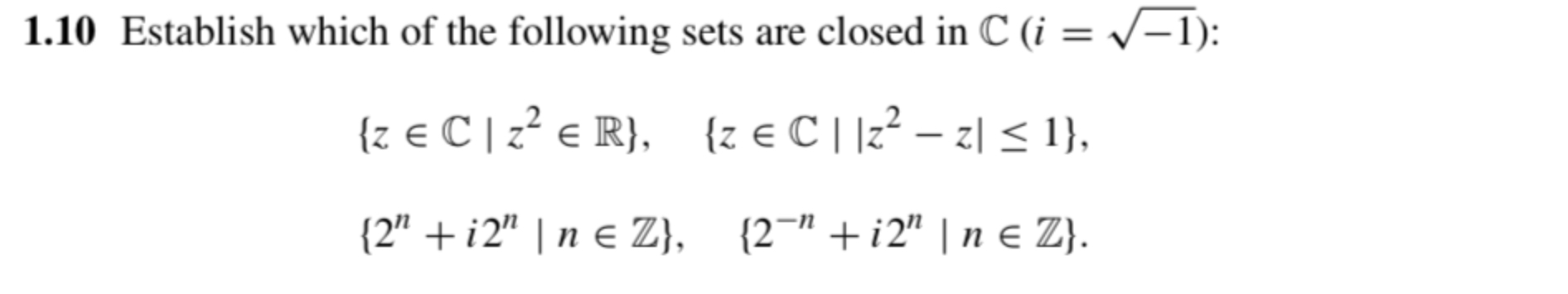 Solved 1.10 ﻿Establish which of the following sets are | Chegg.com