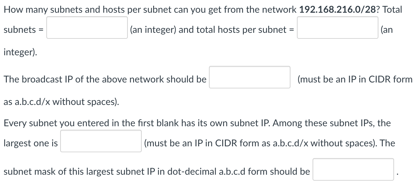 Solved How many subnets and hosts per subnet can you get | Chegg.com