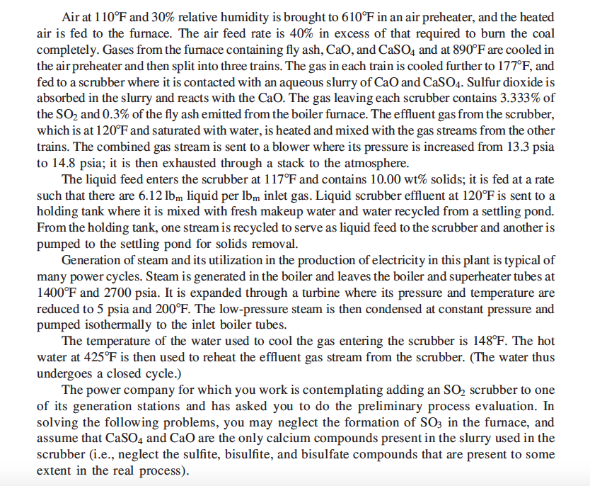 CASE STUDY SO2 Removal from Power- 2 Plant Stack | Chegg.com
