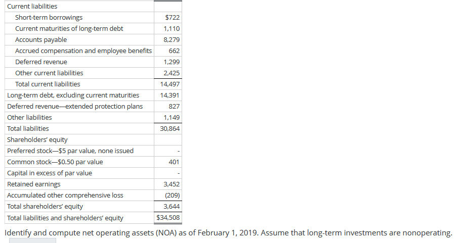 Solved Identify and Compute Net Operating Assets Following | Chegg.com