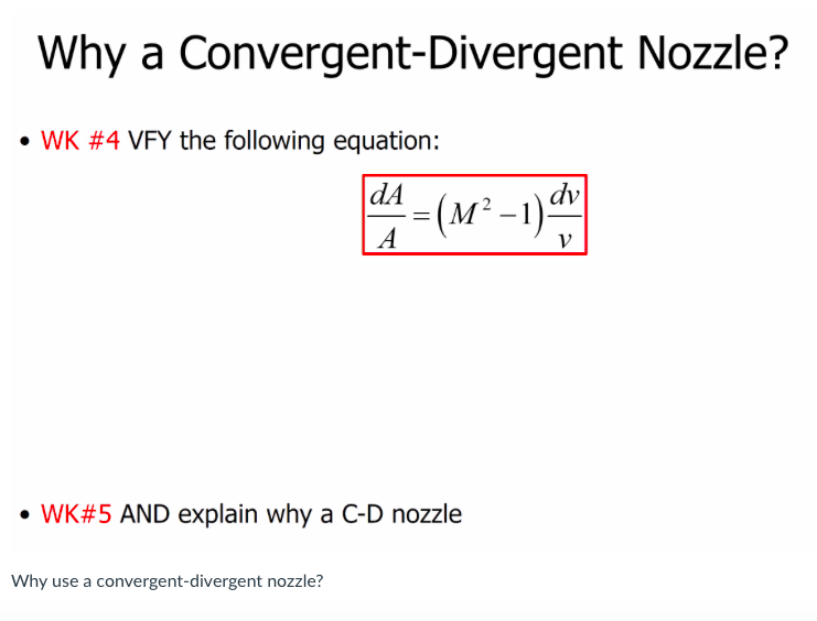 Solved Verify the following equation dA/A=(M^2-1)dv=v AND | Chegg.com