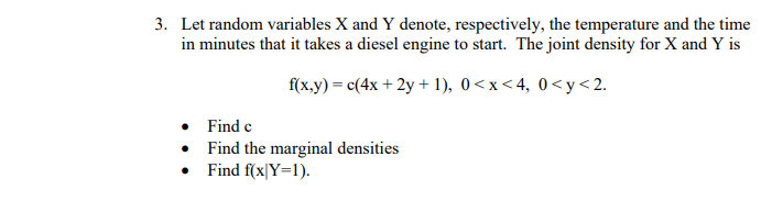 Solved 3. Let random variables X and Y denote, respectively, | Chegg.com