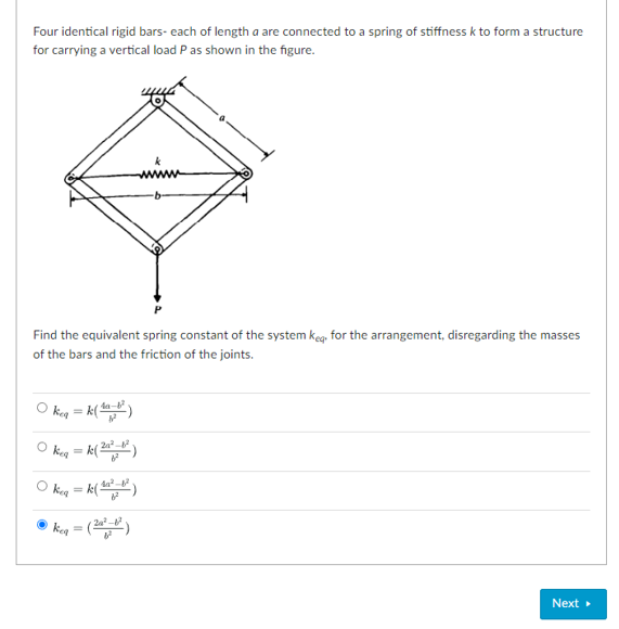 Solved Four identical rigid bars- each of length a are | Chegg.com
