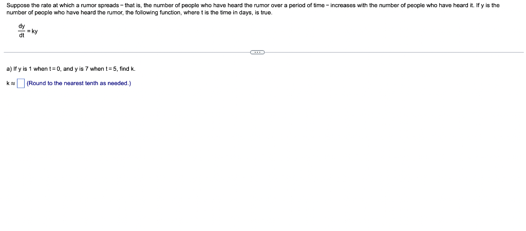 Solved Suppose the rate at which a rumor spreads - that is, | Chegg.com