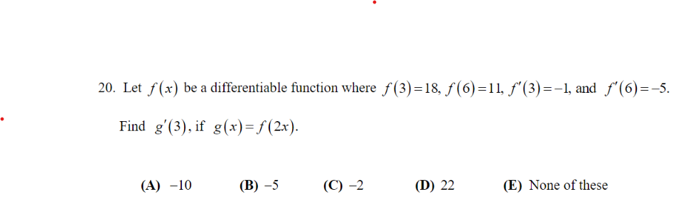 Solved 20. Let f(x) be a differentiable function where | Chegg.com