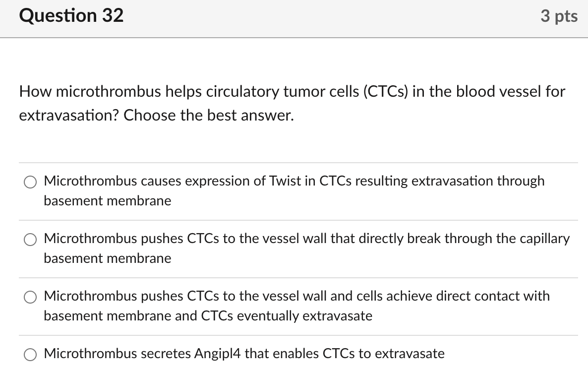 Solved How microthrombus helps circulatory tumor cells | Chegg.com