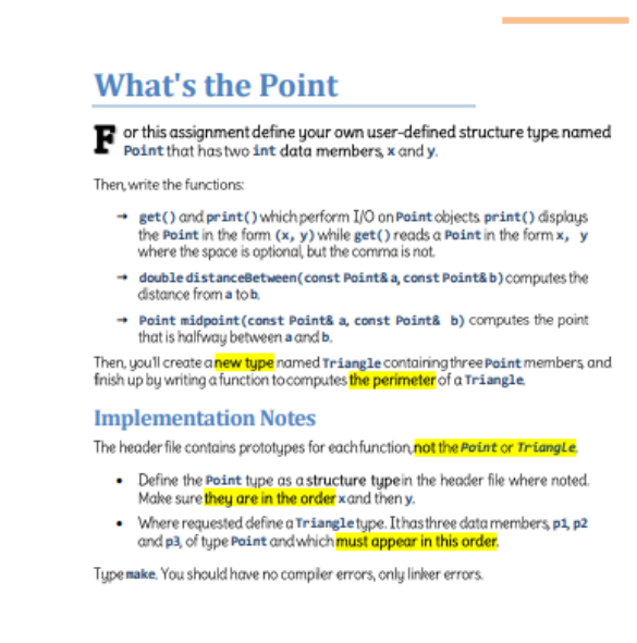 Solved What's the Point structure type named Point that has | Chegg.com