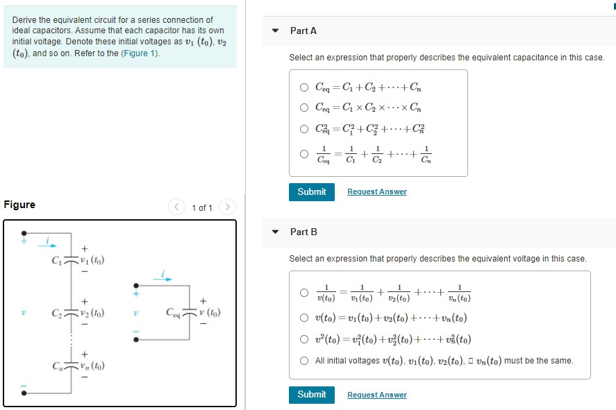 Solved Part A Derive the equivalent circuit for a series | Chegg.com