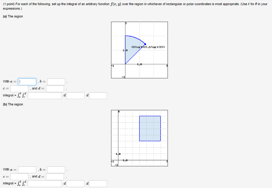 Solved (1 point) For each of the following, set up the | Chegg.com